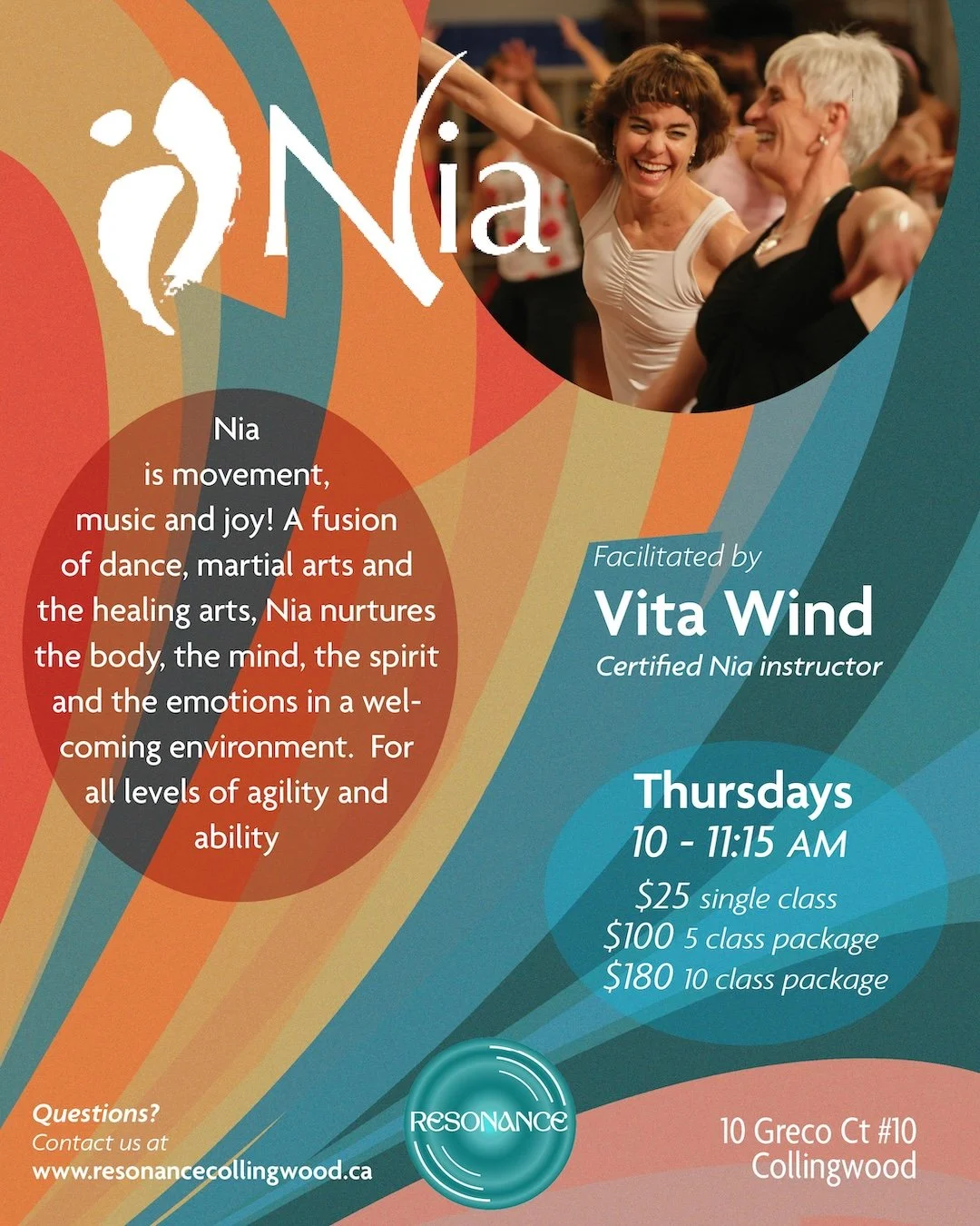 Nia movement class with Vita Wind — Resonance Collingwood