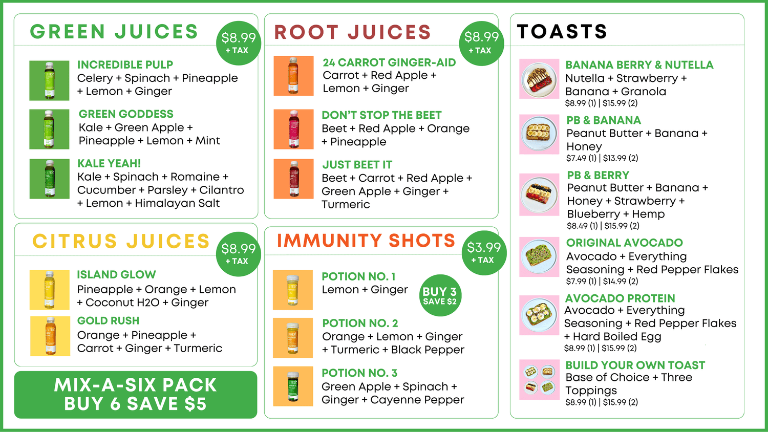 Menu | Discover Healthy Choices — Order Today — Live Fresh Juicery
