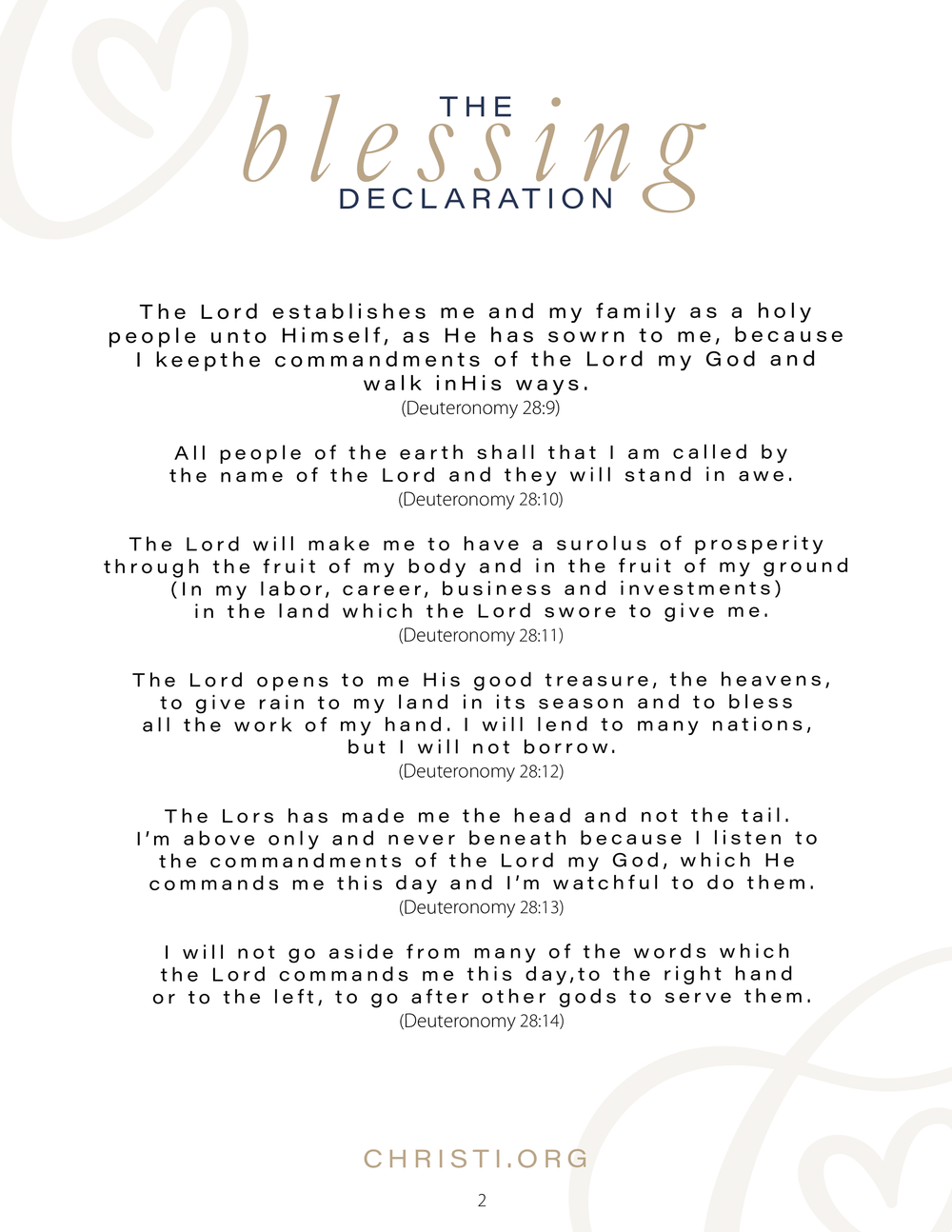 The Blessing Declaration — Christi Le Fevre Ministries