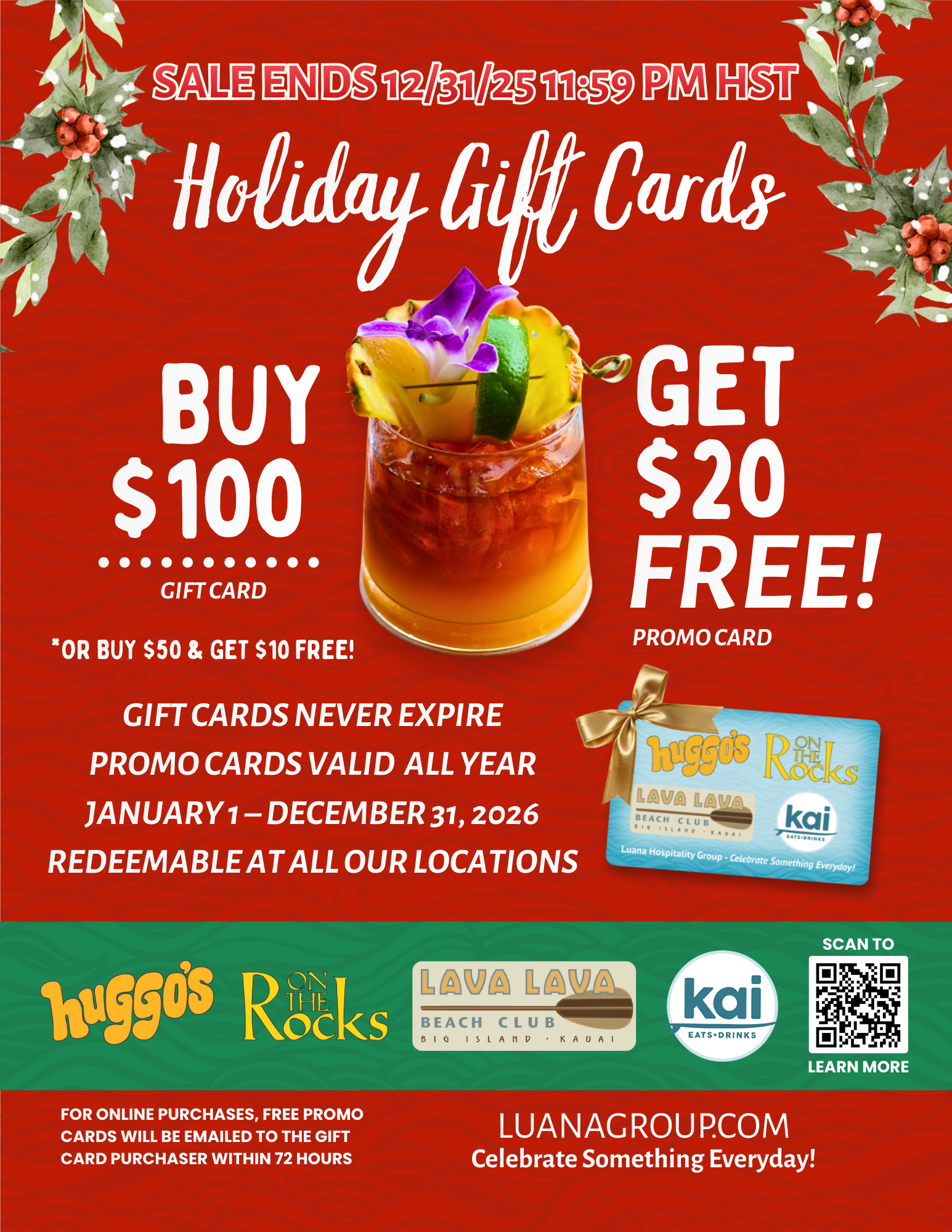 Holiday Gift Cards — LUANA HOSPITALITY GROUP
