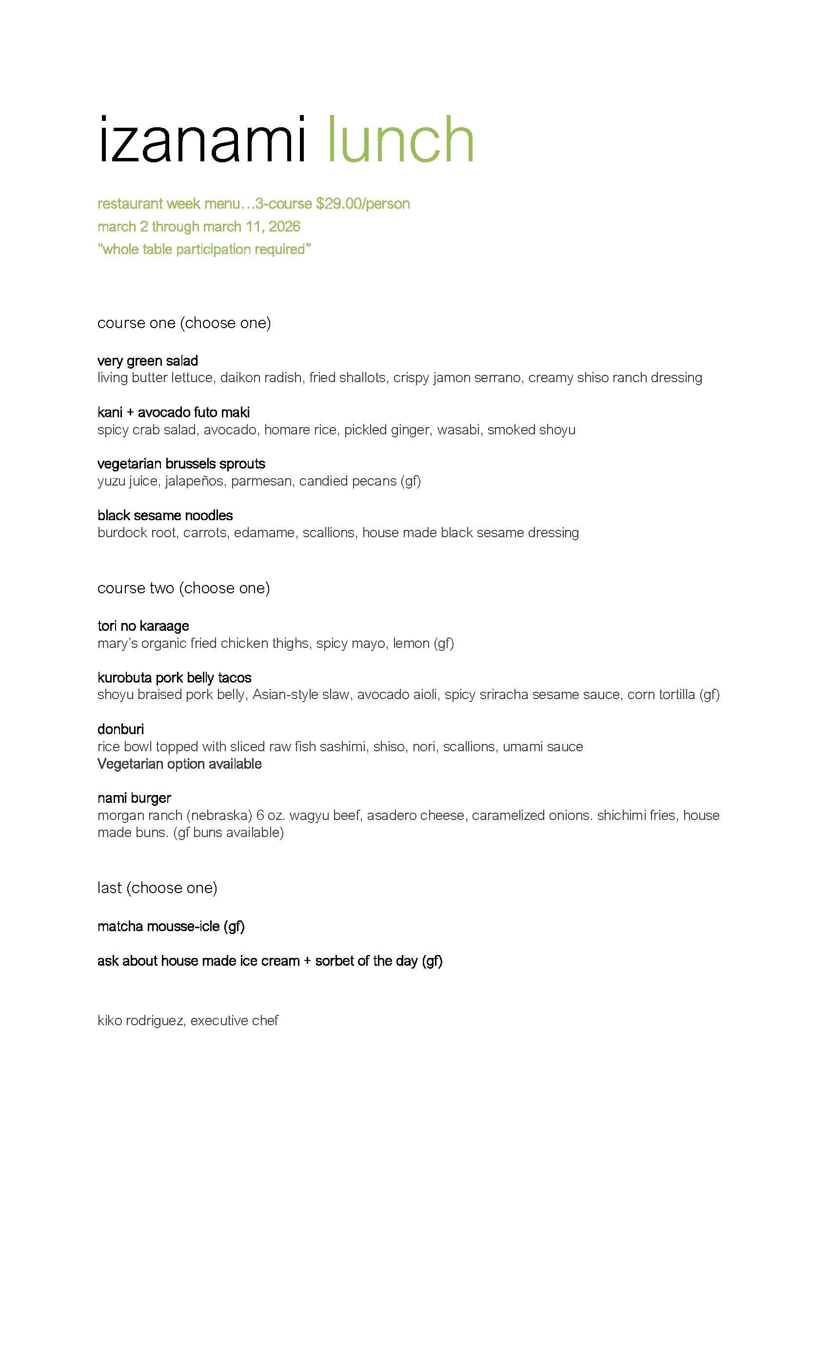 Restaurant: Izanami — Santa Fe Restaurant Week