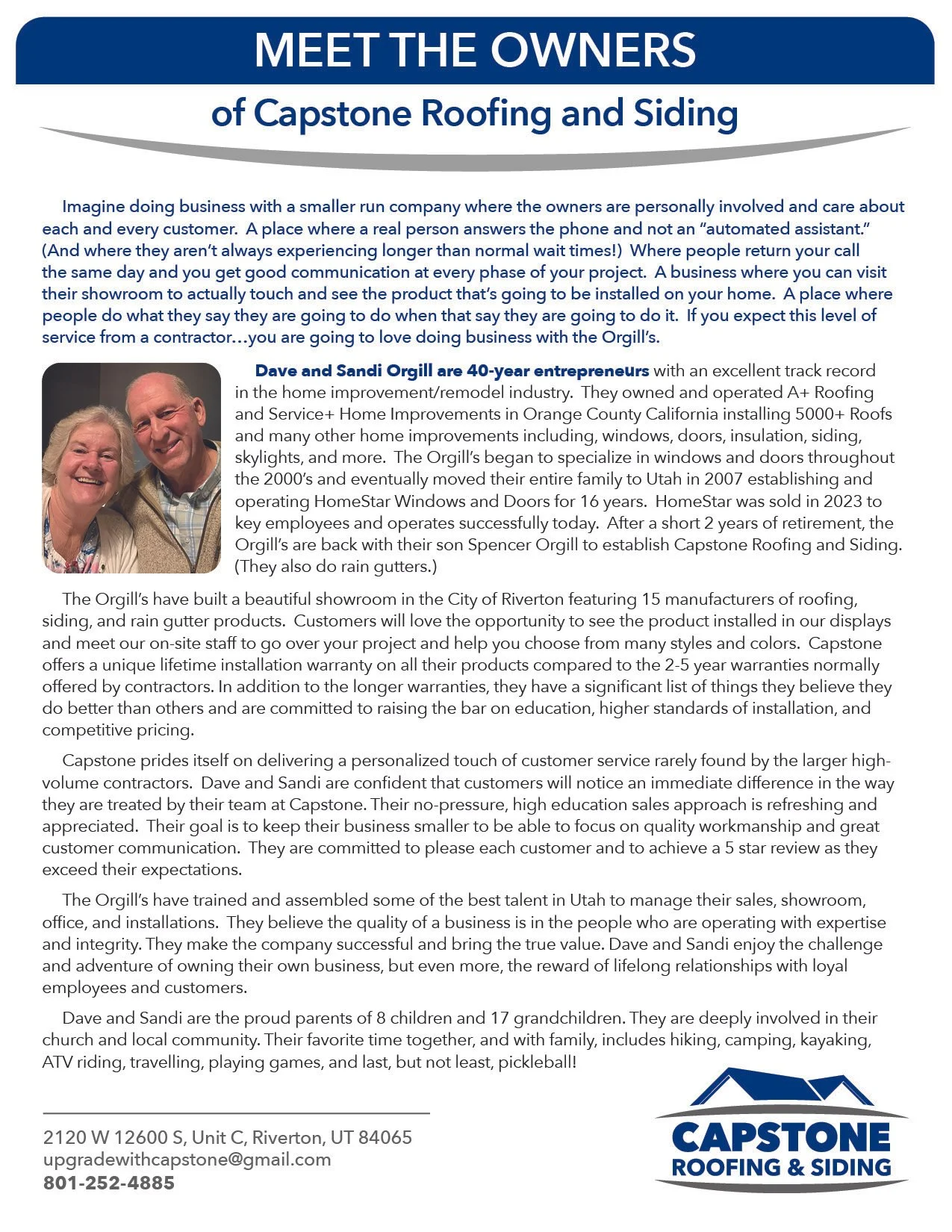 About — Capstone Roofing & Siding LLC