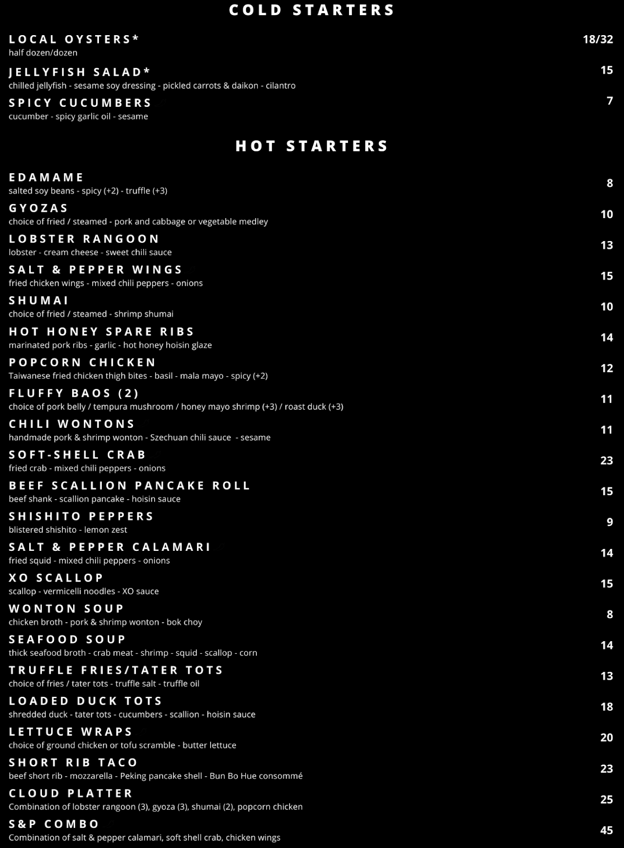 Food Menu | Discover Delicious Asian Fusion Cuisine Today — Cloud Asian ...