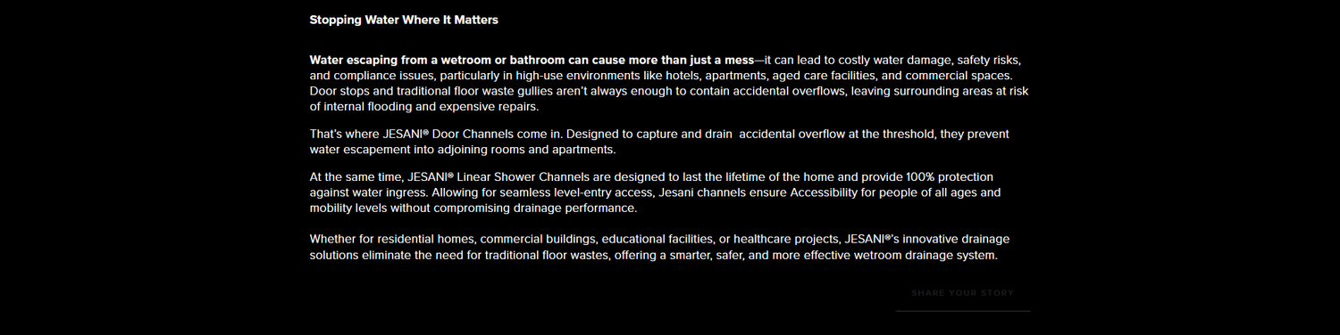 Jesani Linear Shower & Door Channels | Stop Accidental Overflows & Flooding