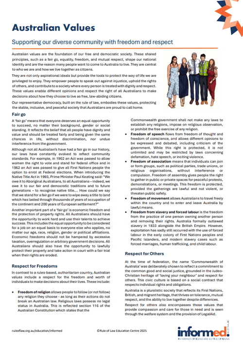 Informed Factsheet Australian Values — Rule of Law
