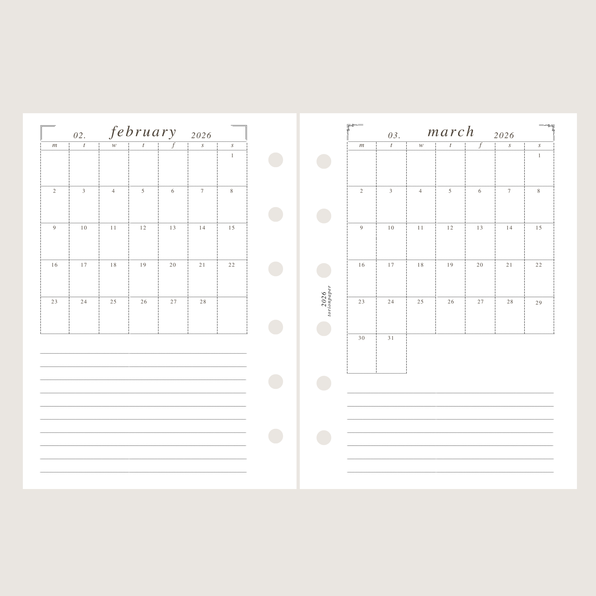 008 1 Month on 1 Page Tracker - pocket — TORI ON PAPER