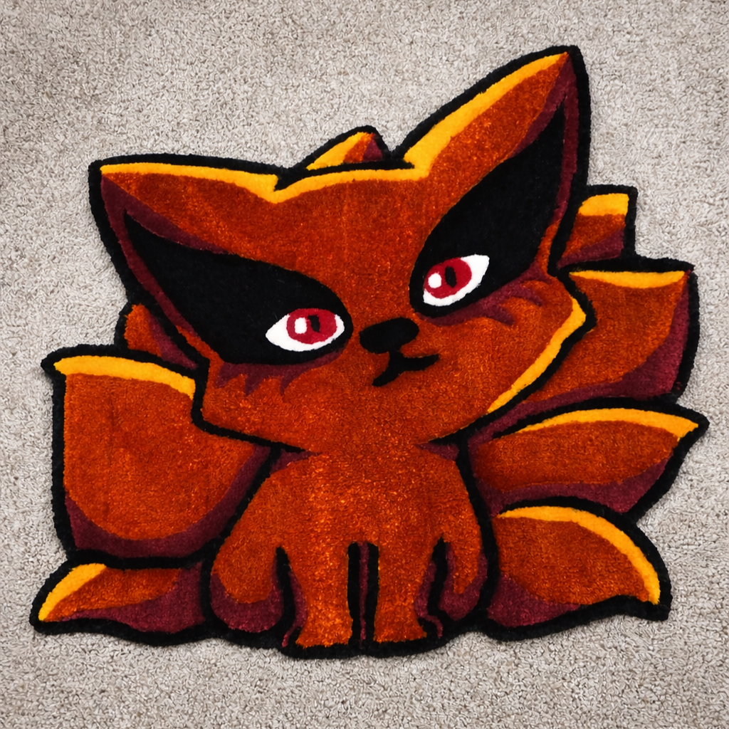 Naruto Kurama Rug – Nine-Tails Fox Handmade Tufted Anime Rug (24x24 ...