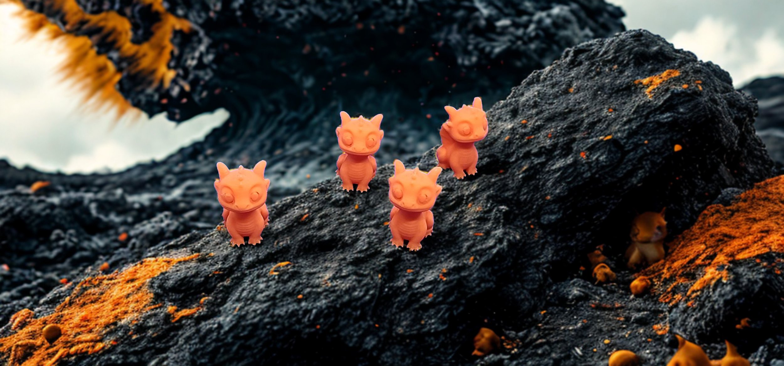 Mini Fire Dragon | 3D Printed Fantasy Figurine | Small Collectible ...