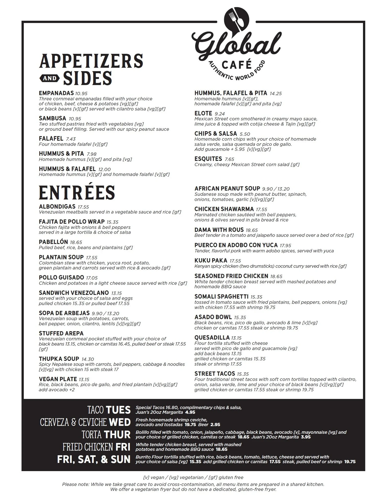 Menu — Global Café - Authentic World Food under one roof in Memphis, TN