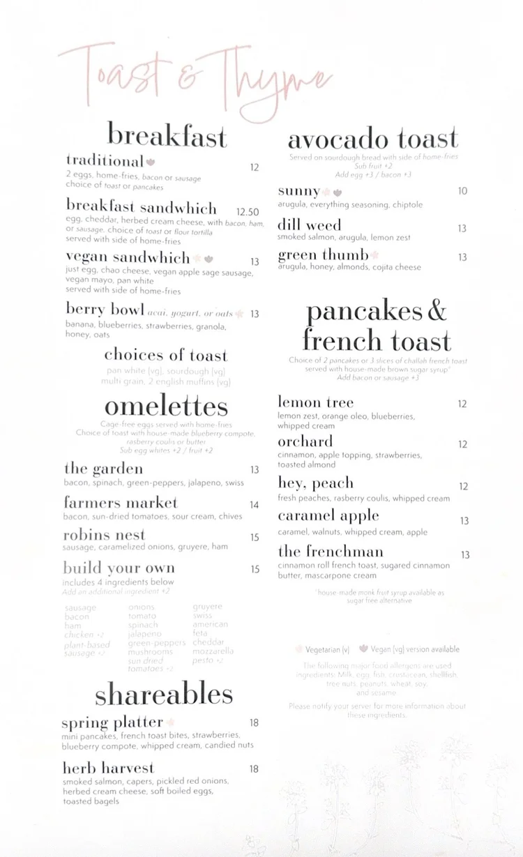 Menu | Explore Our Menu – Visit Today — Toast & Thyme Breakfast Cafe