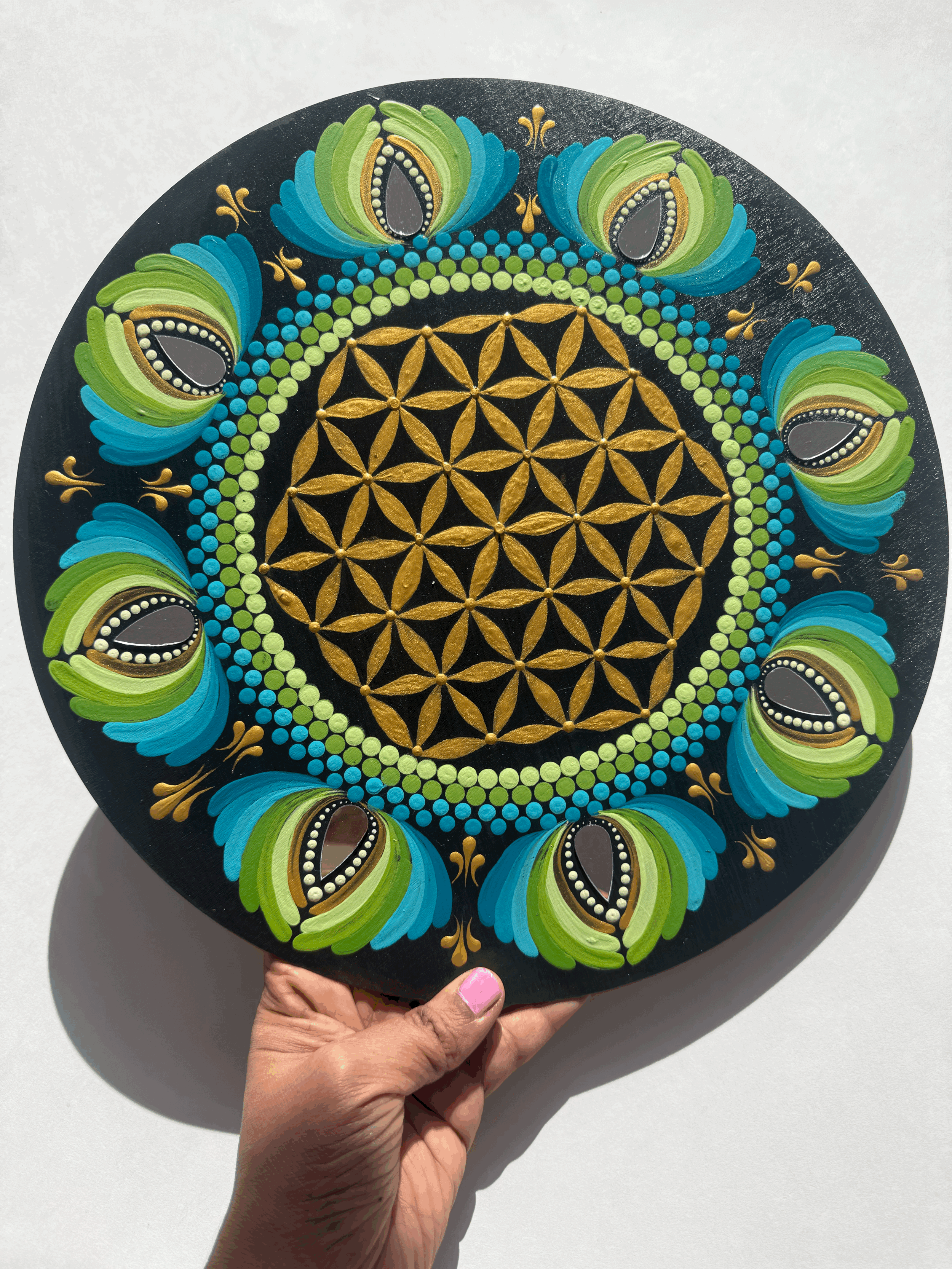 14” Flower of Life Dot Mandala Painting | Spiritual Wall Art, Sacred ...