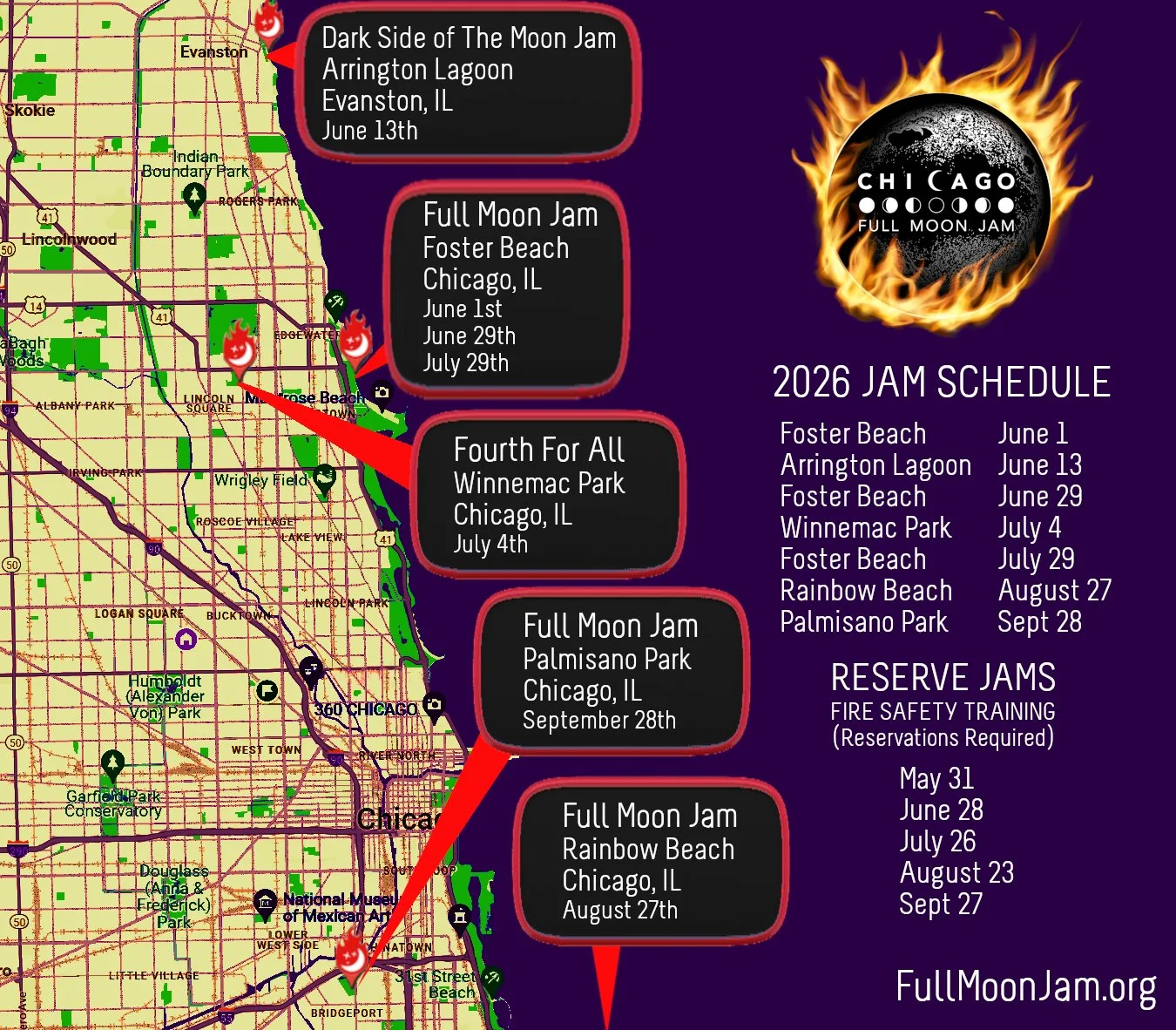 FULL MOON JAM 2026 SUMMER SCHEDULE — Chicago Full Moon Jam