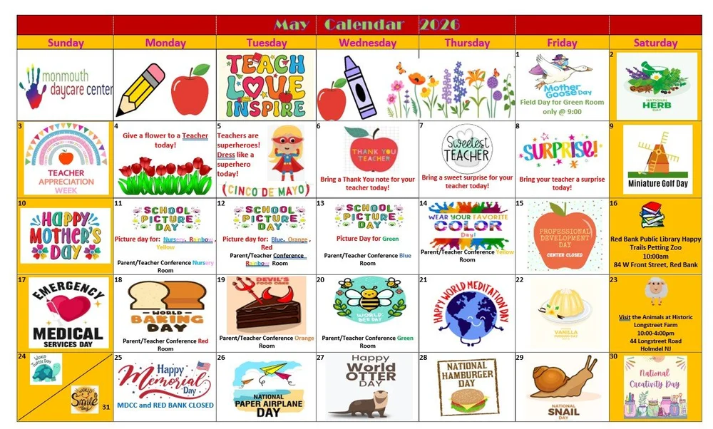 Activities Calendar — Monmouth Day Care Center