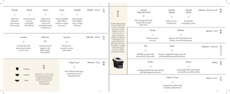 Menu 1 — Odo East Village
