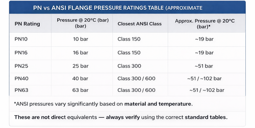 Flange Pressure Ratings Table | PN vs ANSI Explained — British Flow Control