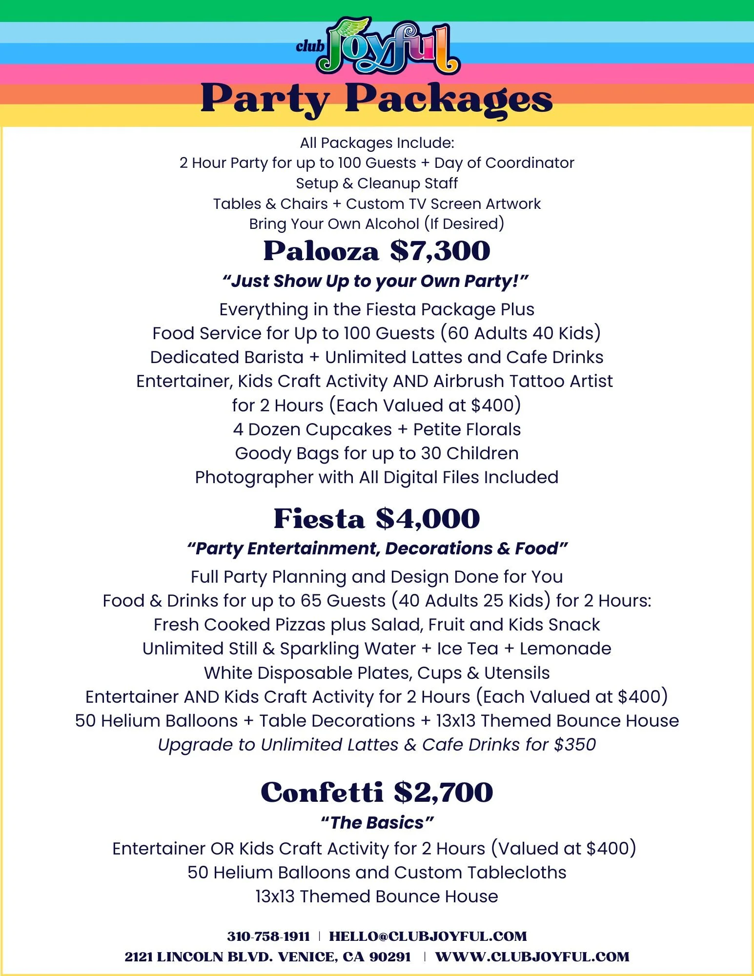 Party Packages | Book Your Celebration Today — Club Joyful