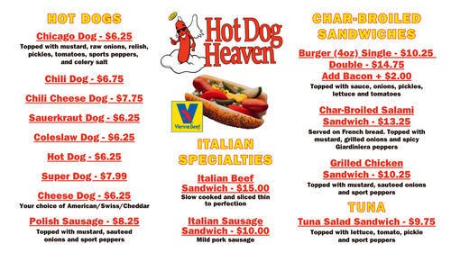 Menu — HOT DOG HEAVEN