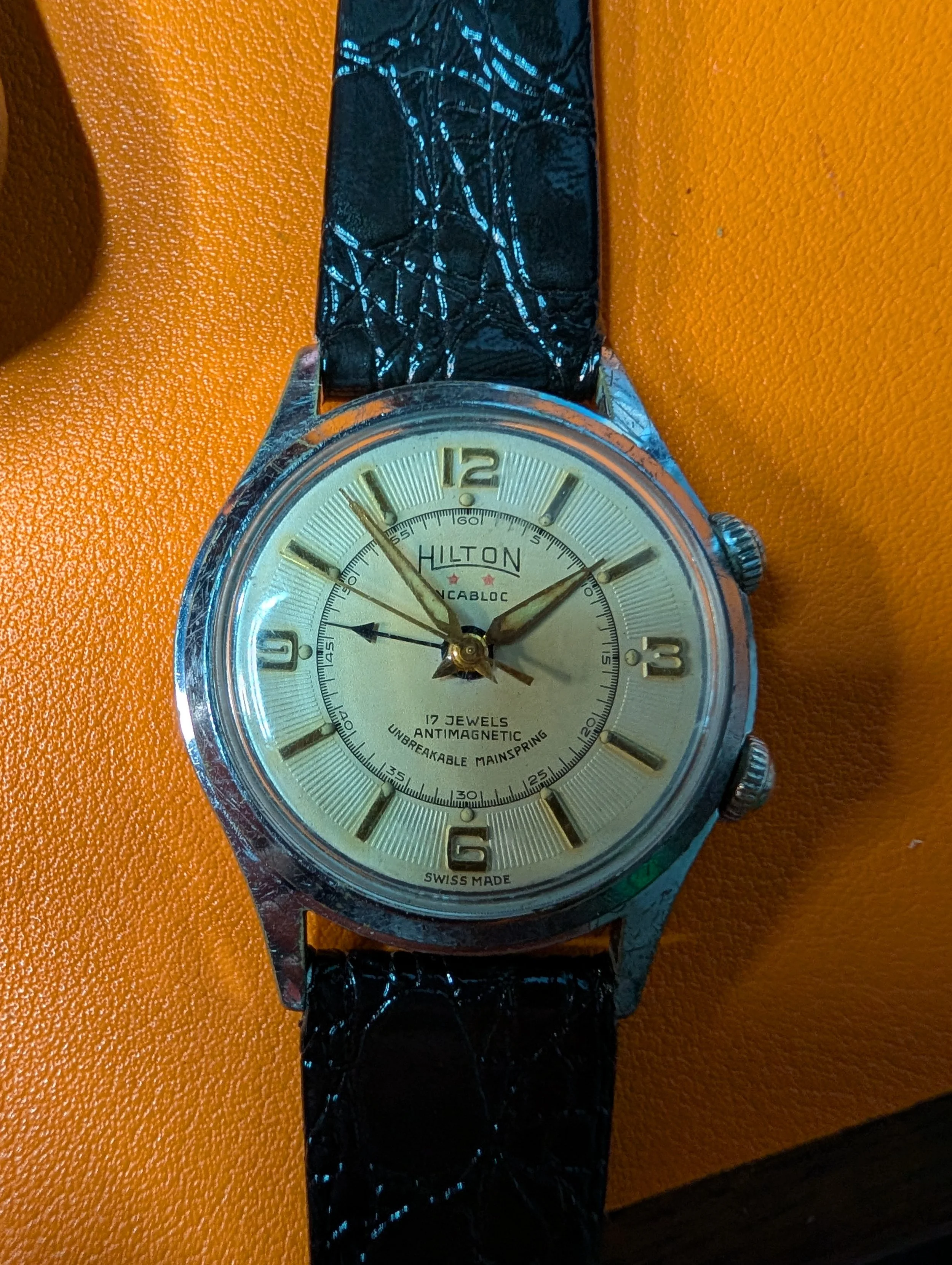 Vintage Hilton Alarm Watch | Dual Crown Swiss Mechanical | 17 Jewels ...