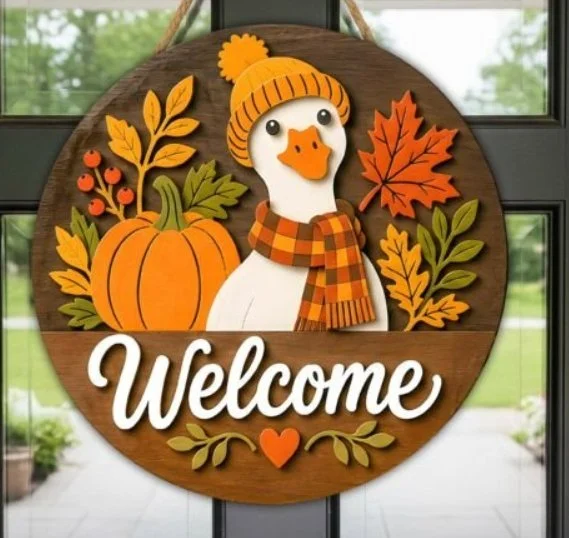 Welcome Fall Goose Door Hanger SVG Download File — Handmade by April